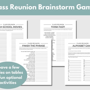 Class Reunion Games Bundle Printable - High School Class Reunion ...