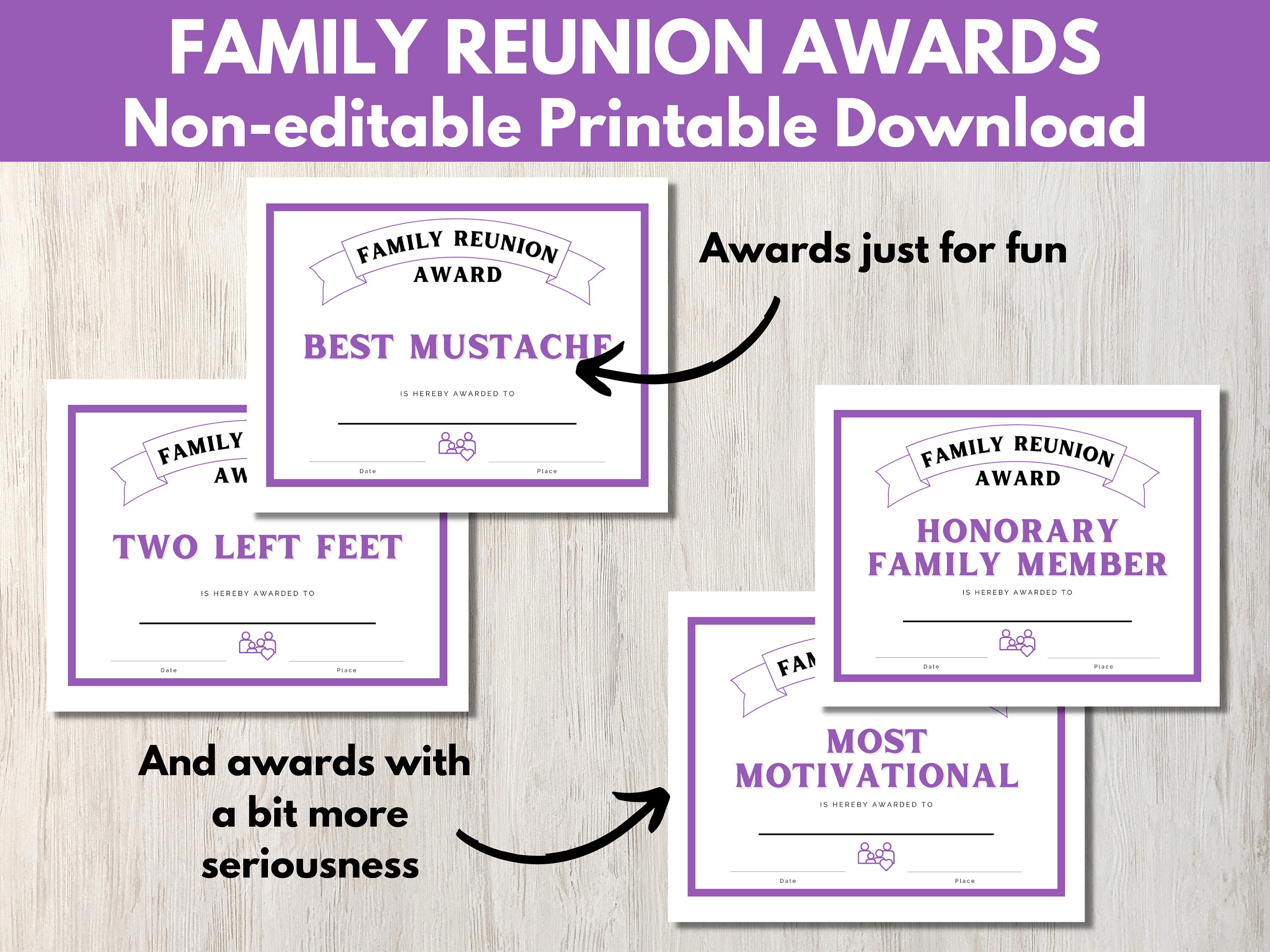 Family Reunion Awards - 80 Printable Reunion Award Certificates in ...