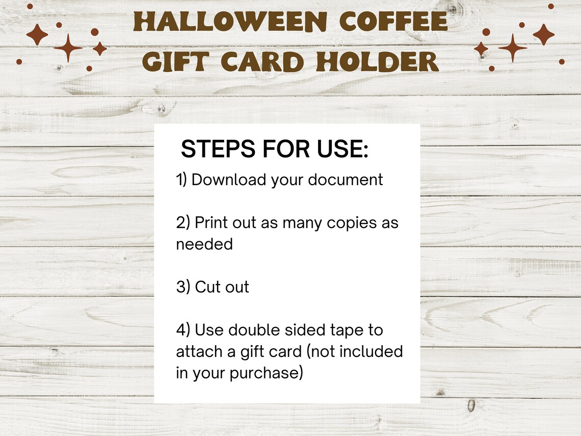 Halloween Coffee Gift Card Holders Printable Gift Card Holder for ...