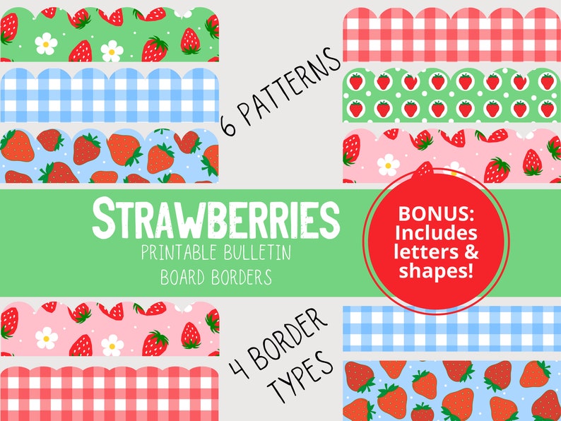PRINTABLE Strawberry Bulletin Board Borders - Bulletin Borders W ...