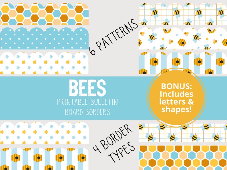PRINTABLE Bees and Hive Bulletin Board Borders - Bulletin Borders With ...