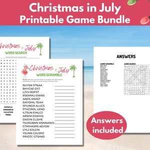 Christmas in July Games Bundle Printable - Summer Party Activities for ...