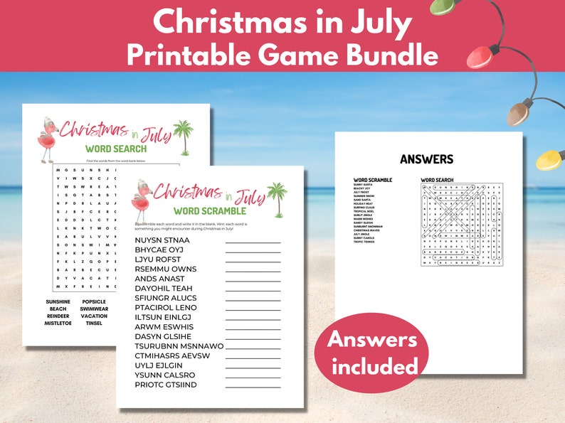 Christmas in July Games Bundle Printable - Summer Party Activities for ...