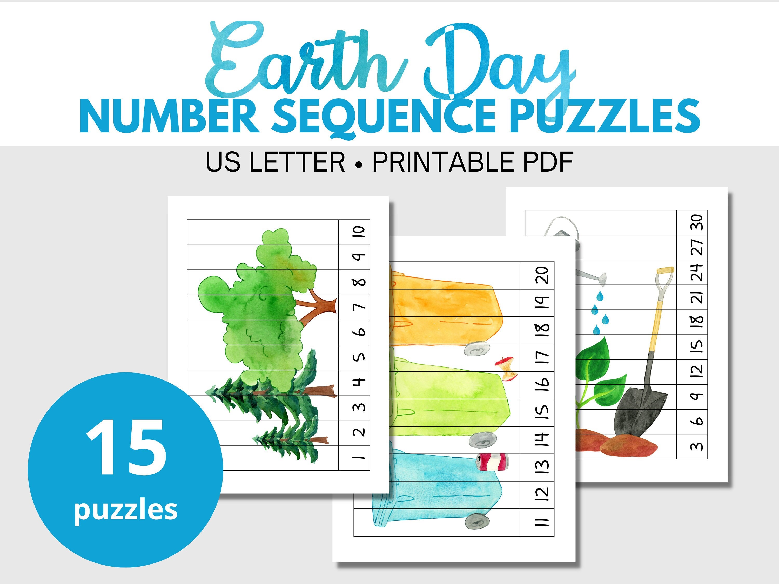 Earth Day 10 Piece Number Puzzles Printable Number Counting Puzzle for ...