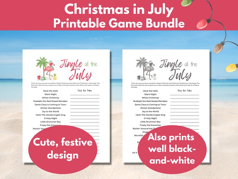 Christmas in July Games Bundle Printable - Summer Party Activities for ...