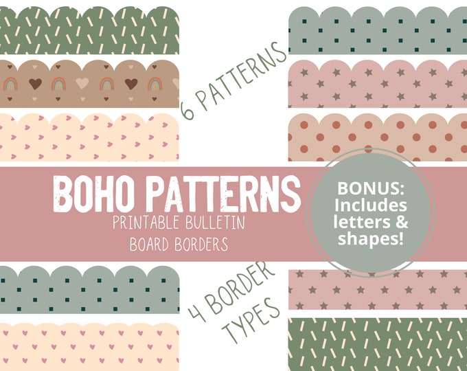Printable Classroom Borders | Modern Boho Bulletin Board Borders for ...