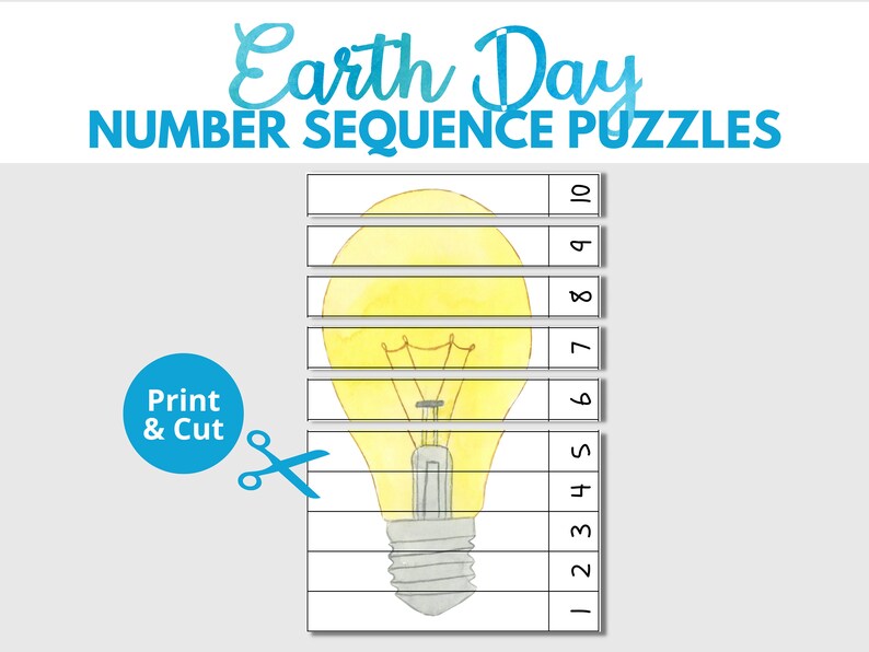 Earth Day 10 Piece Number Puzzles Printable Number Counting Puzzle for ...