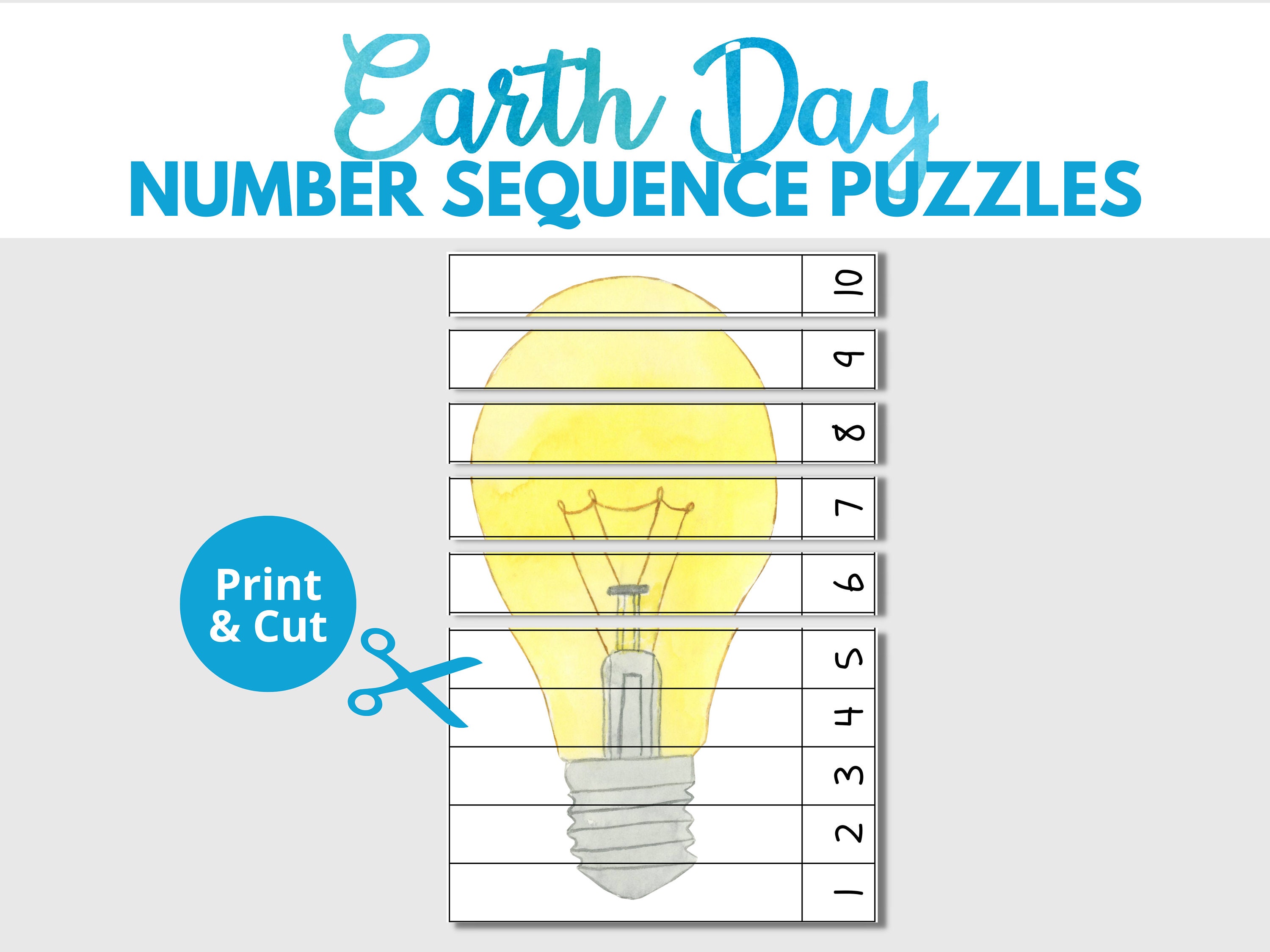 Earth Day 10 Piece Number Puzzles Printable Number Counting Puzzle for ...