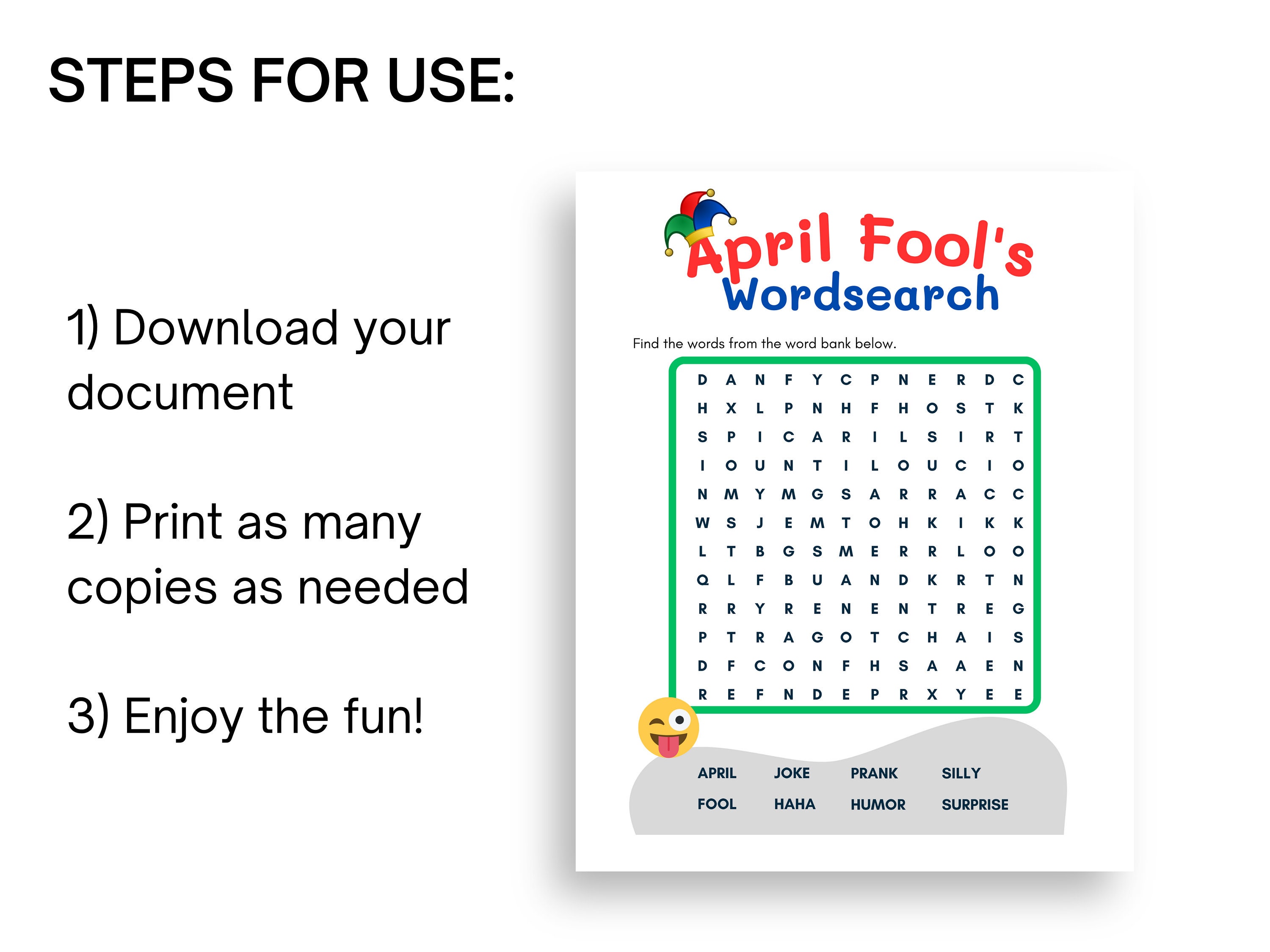 April Fool's Day Printable Activity Pack | Unsolvable Wordsearch | Fake ...