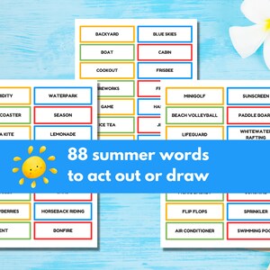 Summer Charades act It or Draw It Printable Party Game Activity for ...