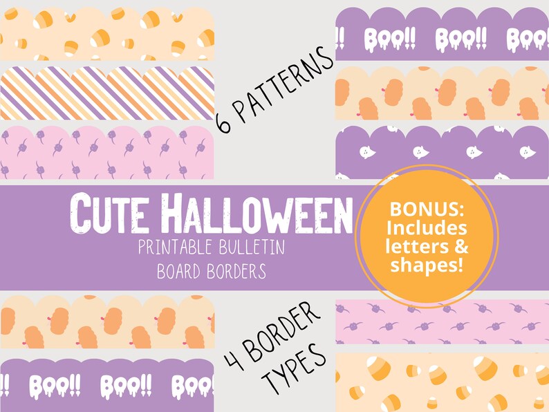 PRINTABLE Halloween Bulletin Board Borders Cute Bulletin Borders W ...