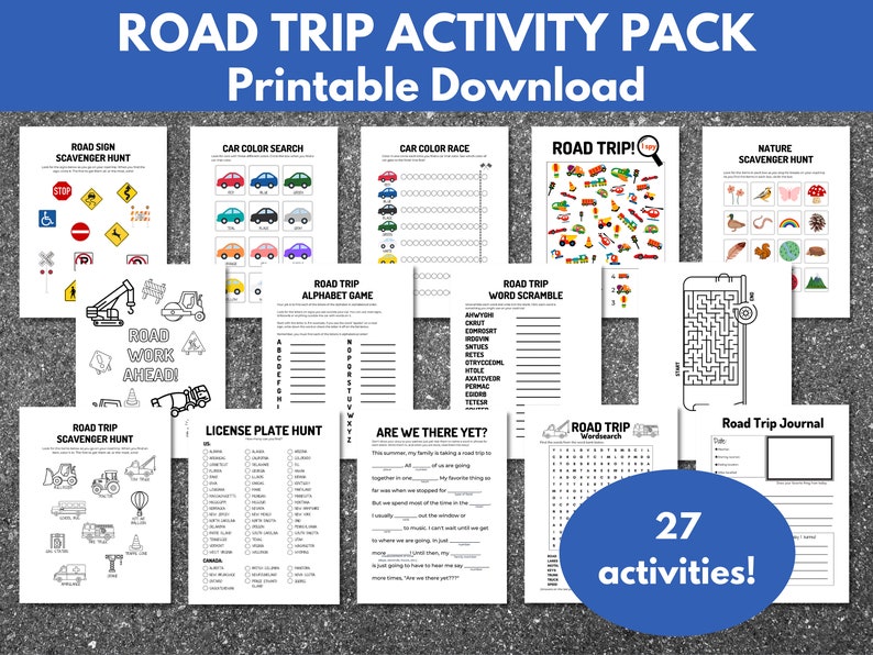 Road Trip Activity Pack - Printable Travel Game Bundle for Kids ...