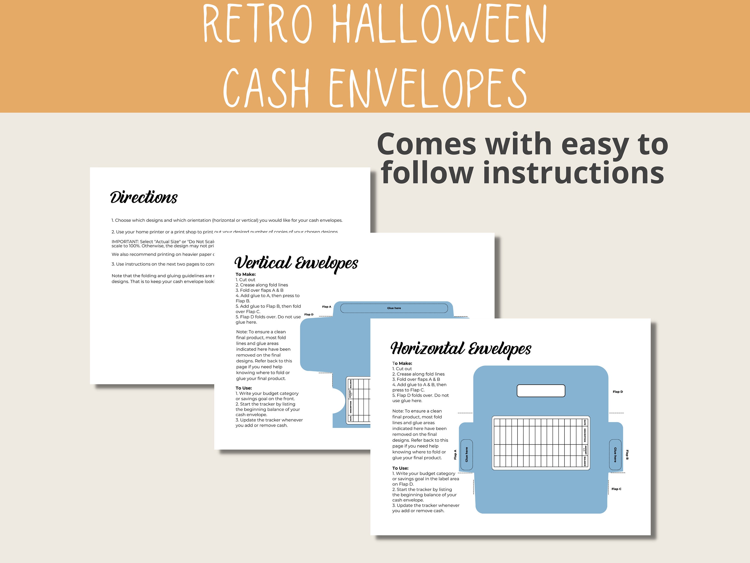 Retro Halloween Cash Envelopes Printable - Money Envelopes With Expense ...