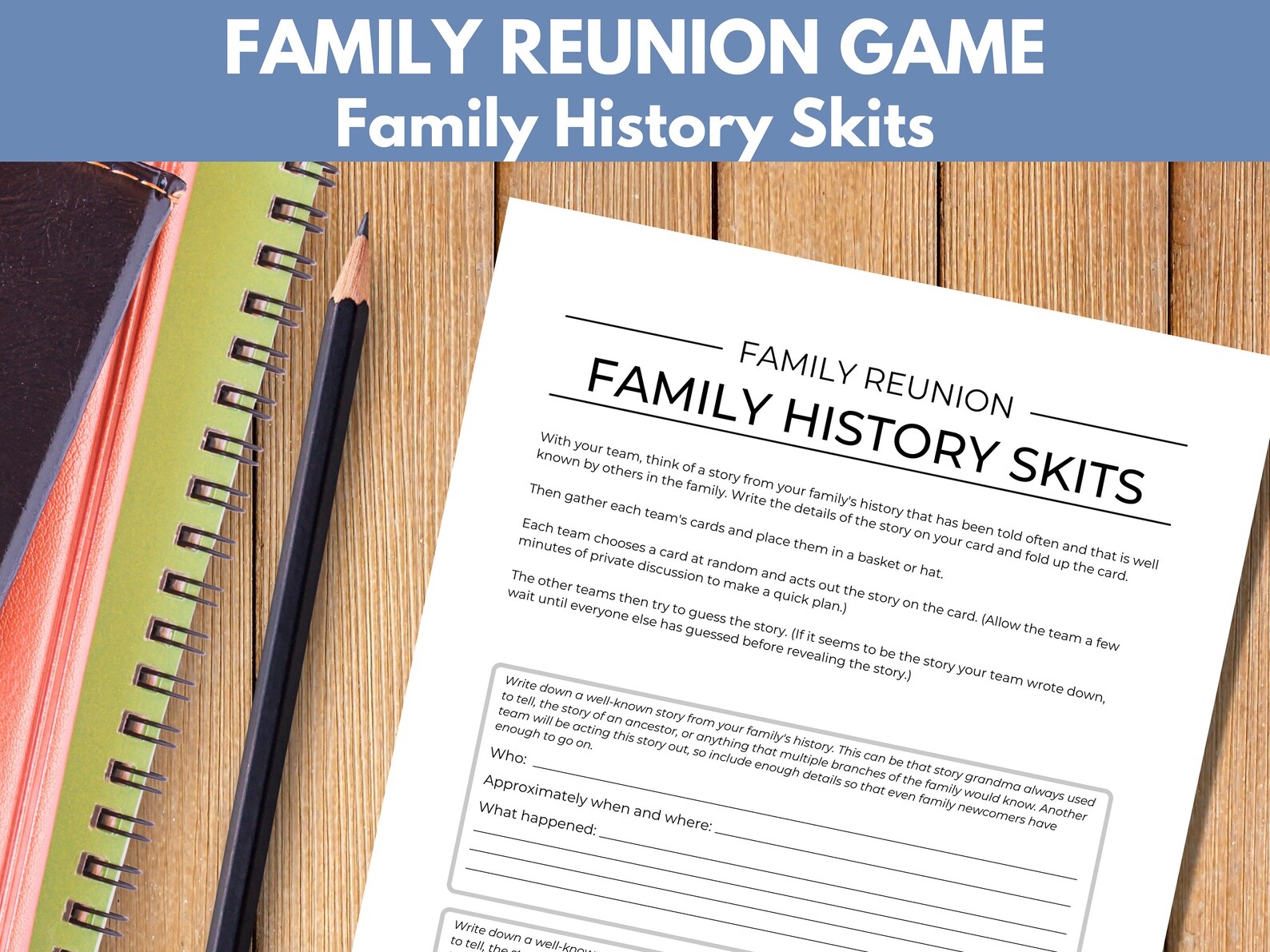 Family Reunion Game "family History Skits" Printable - Family Gathering ...