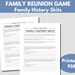 Family Reunion Game "family History Skits" Printable - Family Gathering ...