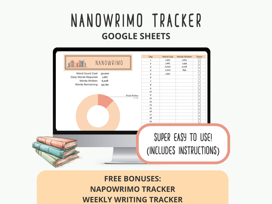 Nanowrimo Tracker Spreadsheet, Word Count Tracker for Google Sheets ...