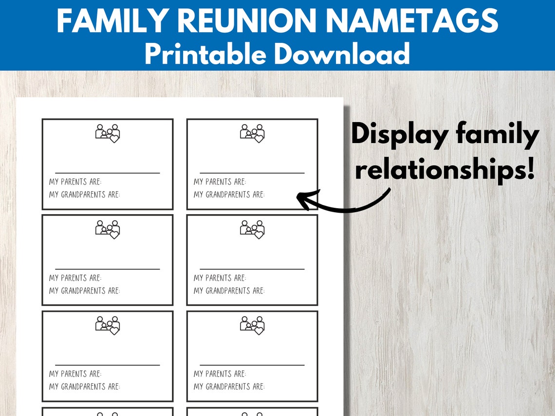 Family Reunion Name Tags Printable Reunion Nametags With Family Tree ...
