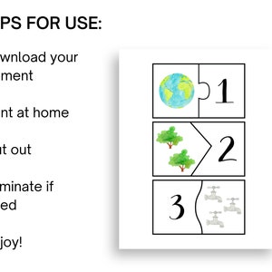 Earth Day Number Matching Printable Puzzle | Counting Activity for ...