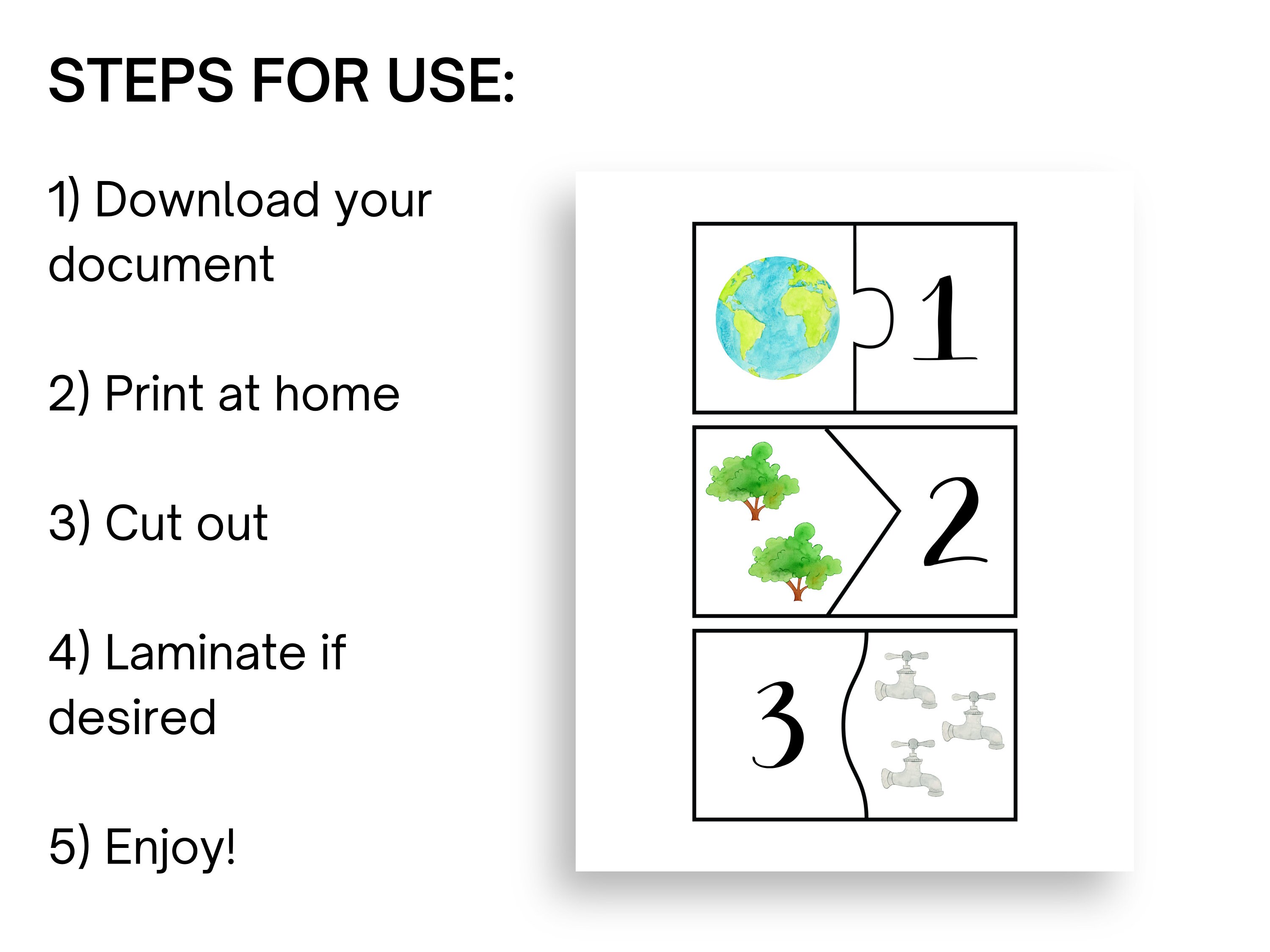 Earth Day Number Matching Printable Puzzle Counting Activity - Etsy