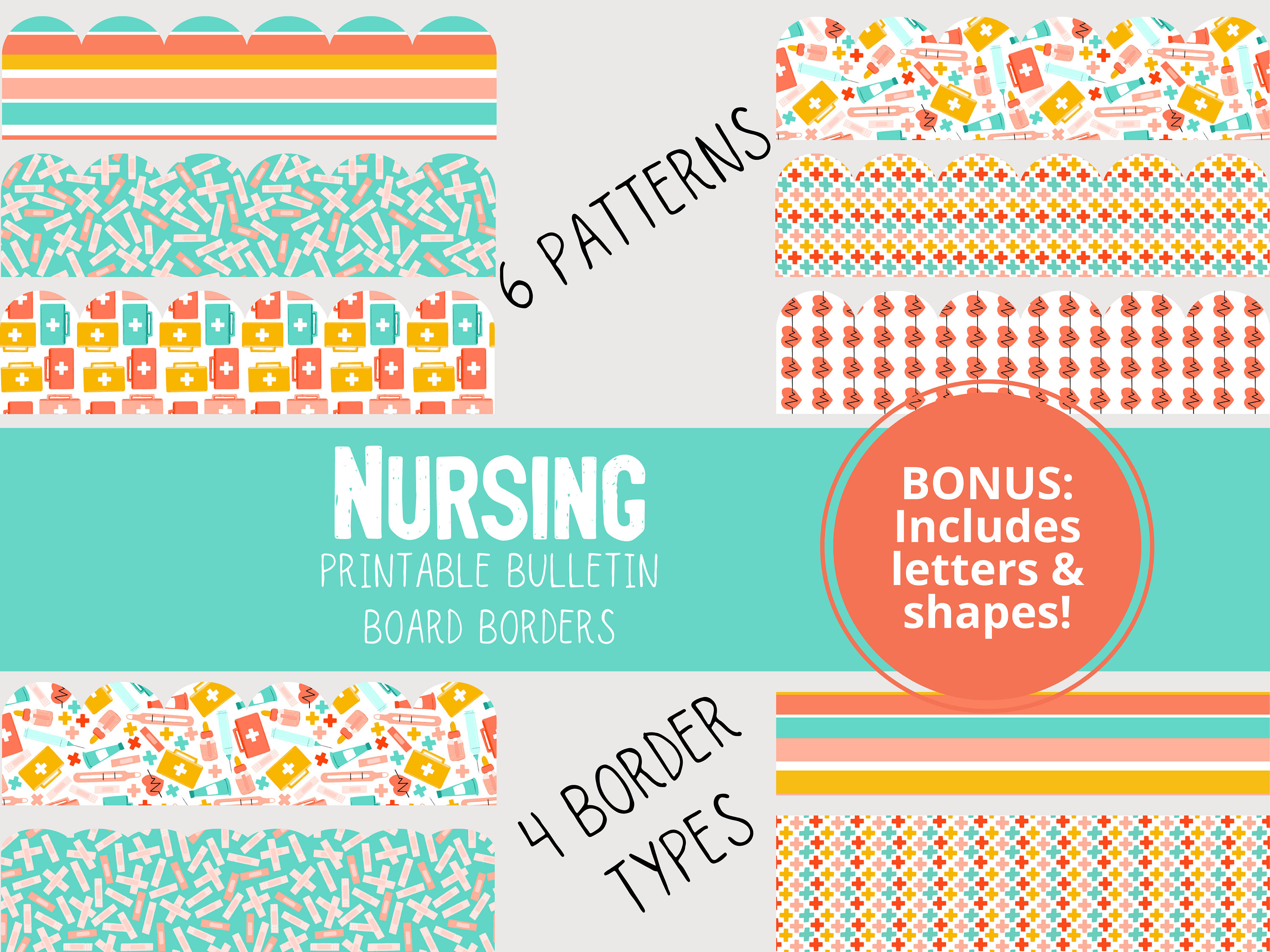 PRINTABLE Nurse Bulletin Board Borders - Bulletin Borders W/ Circle ...