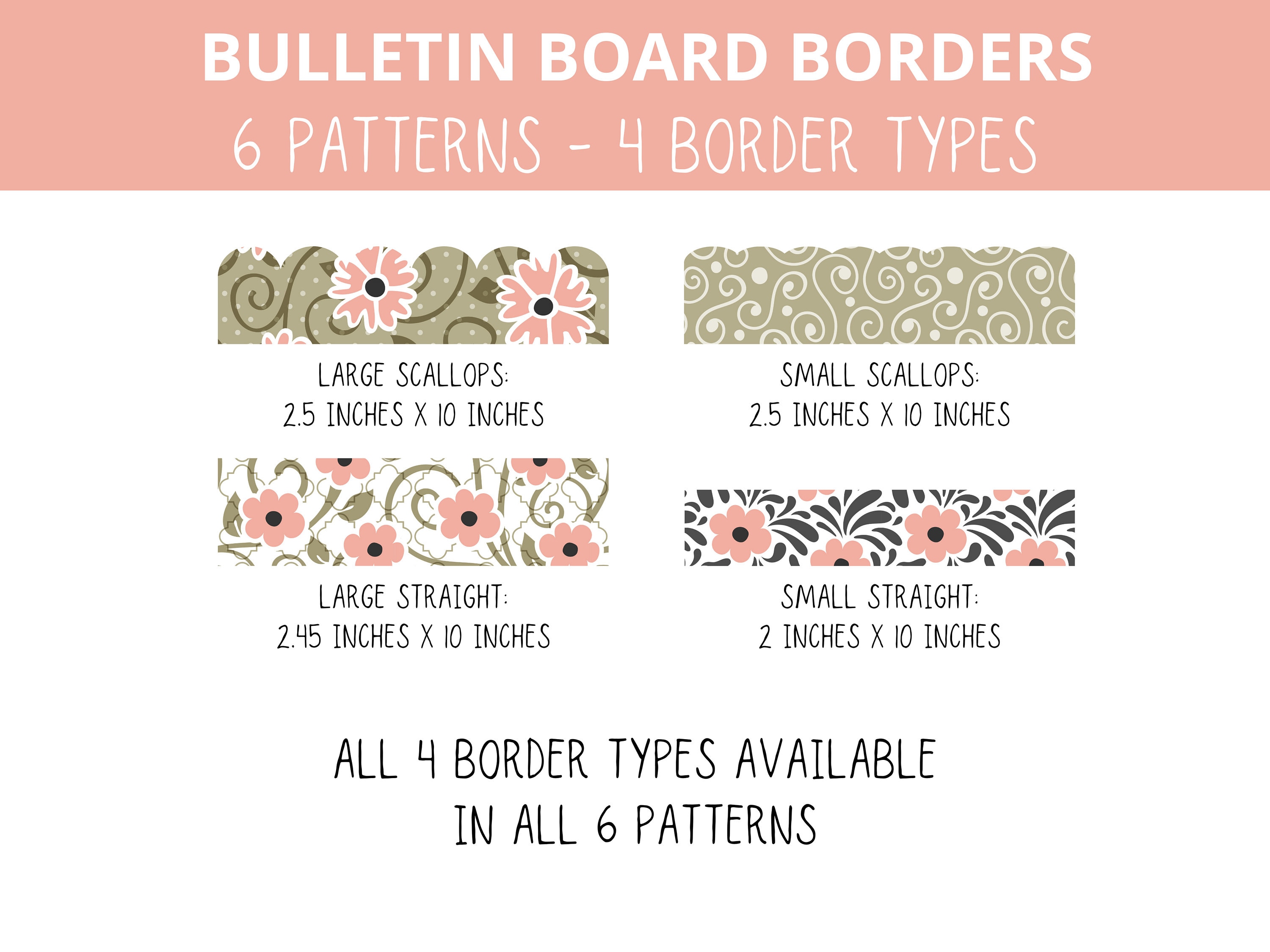 PRINTABLE Floral Swirl Bulletin Board Borders - Flower Bulletin Borders ...