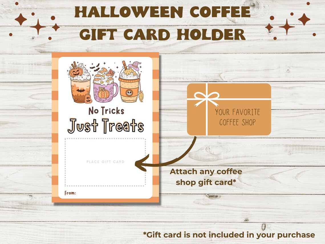 Halloween Coffee Gift Card Holders Printable Gift Card Holder for ...