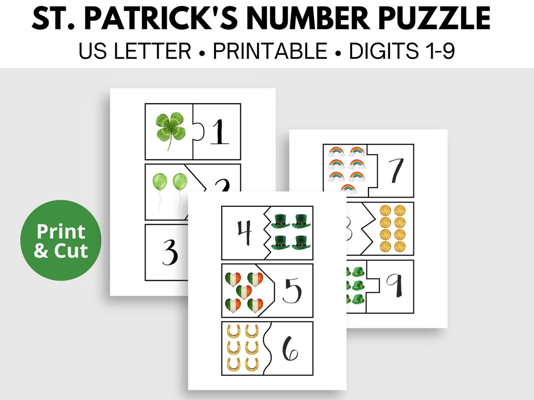 St Patrick’s Day Number Matching Printable Puzzle | Counting Activity ...