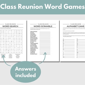 Class Reunion Games Bundle Printable - High School Class Reunion ...