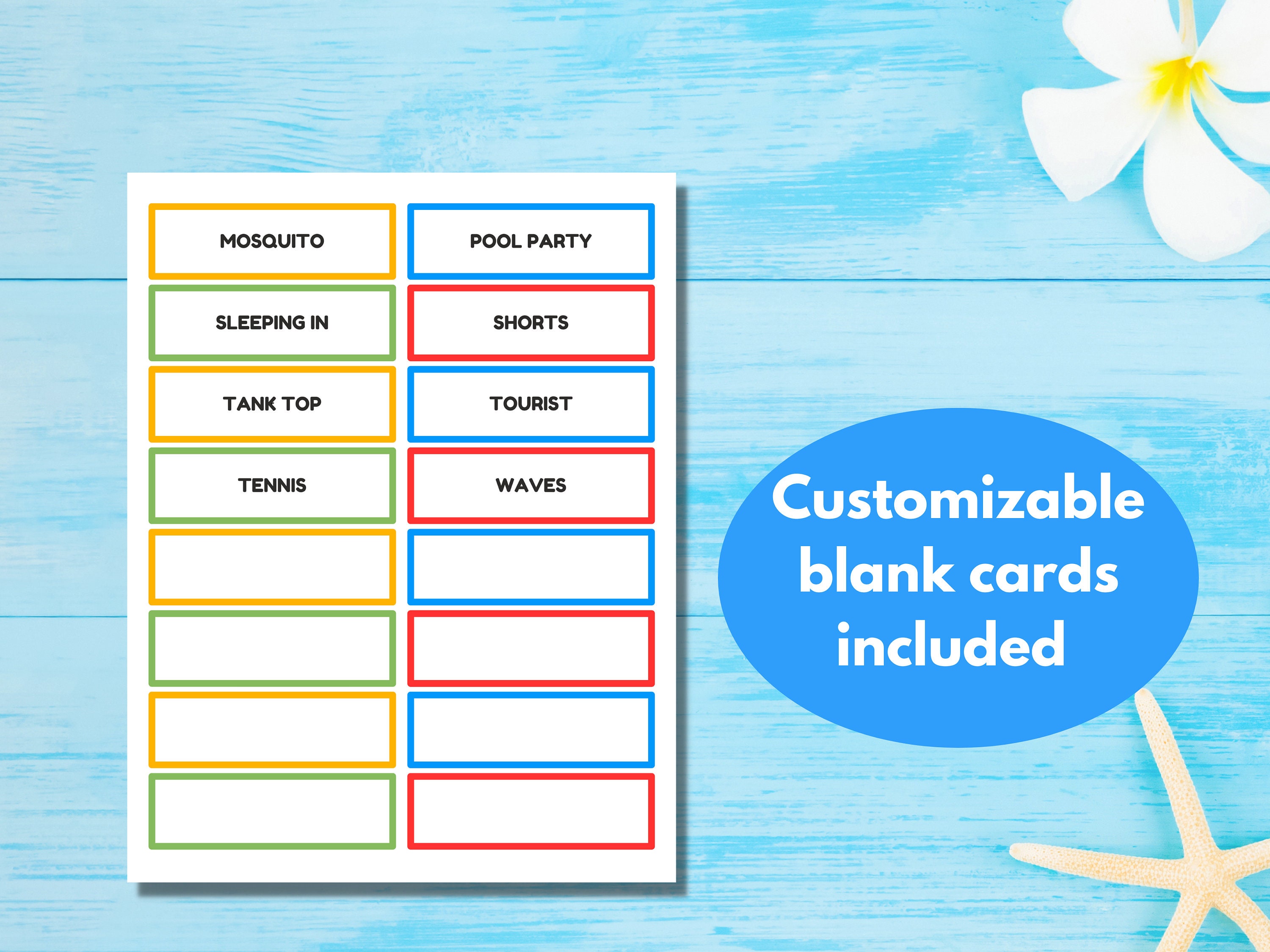 Summer Charades act It or Draw It Printable Party Game Activity for ...