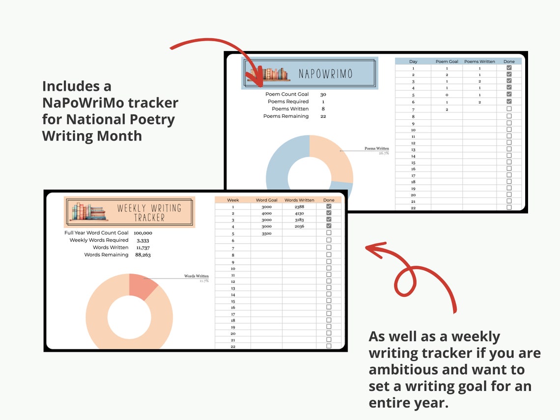 Nanowrimo Tracker Spreadsheet, Word Count Tracker for Google Sheets ...
