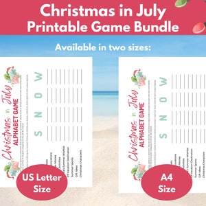 Christmas in July Games Bundle Printable - Summer Party Activities for ...