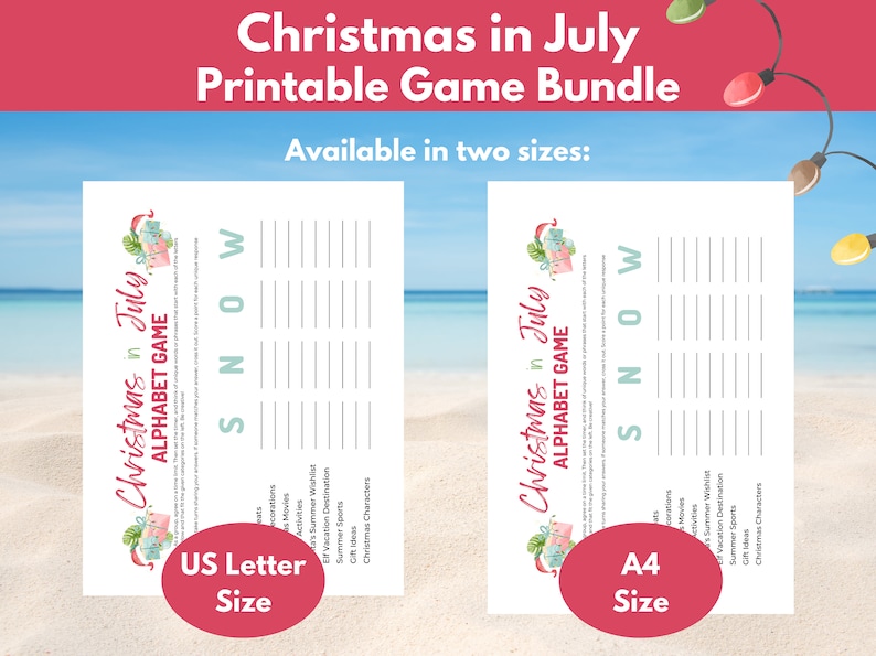 Christmas in July Games Bundle Printable - Summer Party Activities for ...