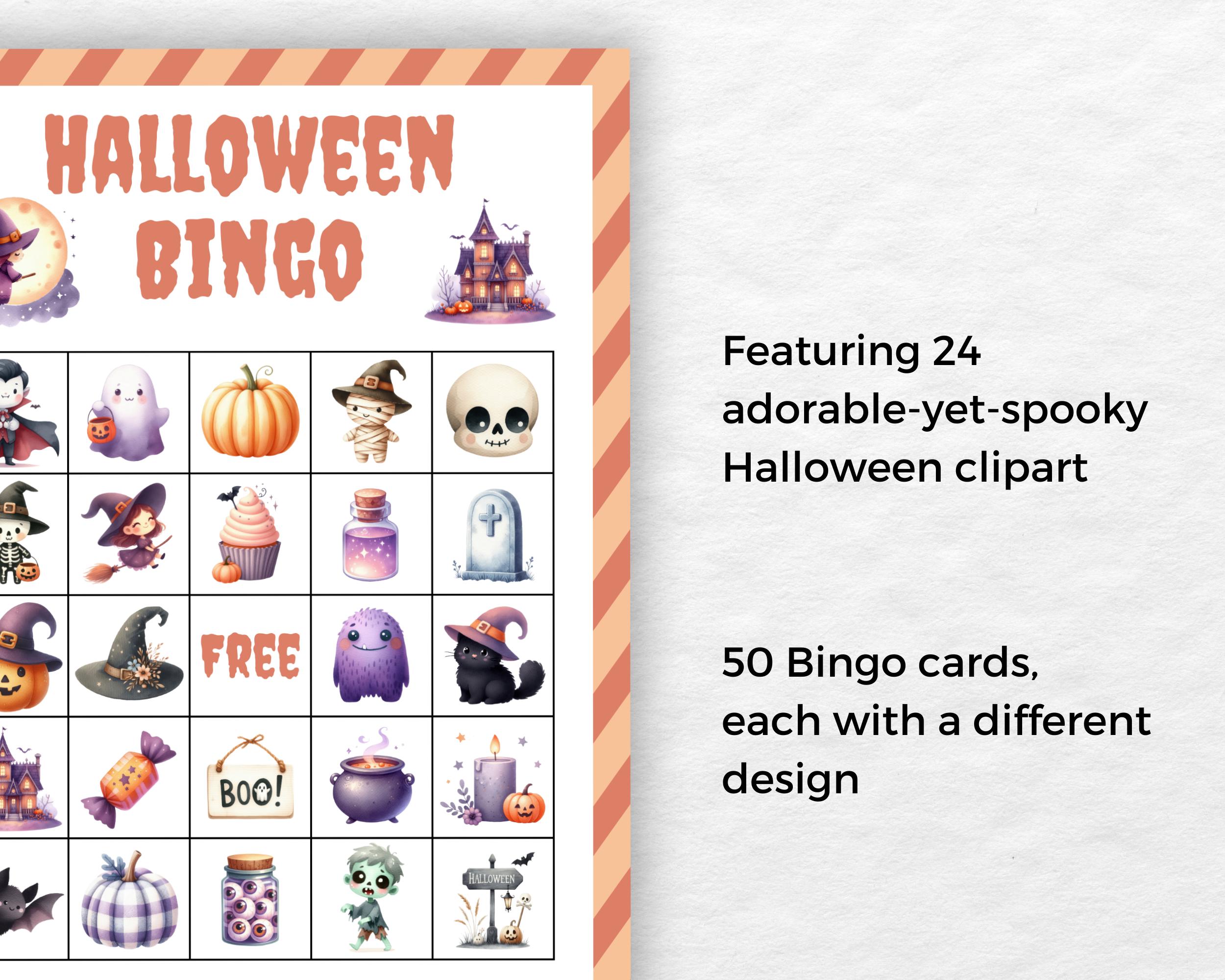 Halloween Bingo Game - Printable Halloween Party Game With 50 Unique ...