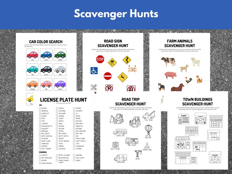 Road Trip Activity Pack Printable Travel Game Bundle for Kids, Toddlers ...