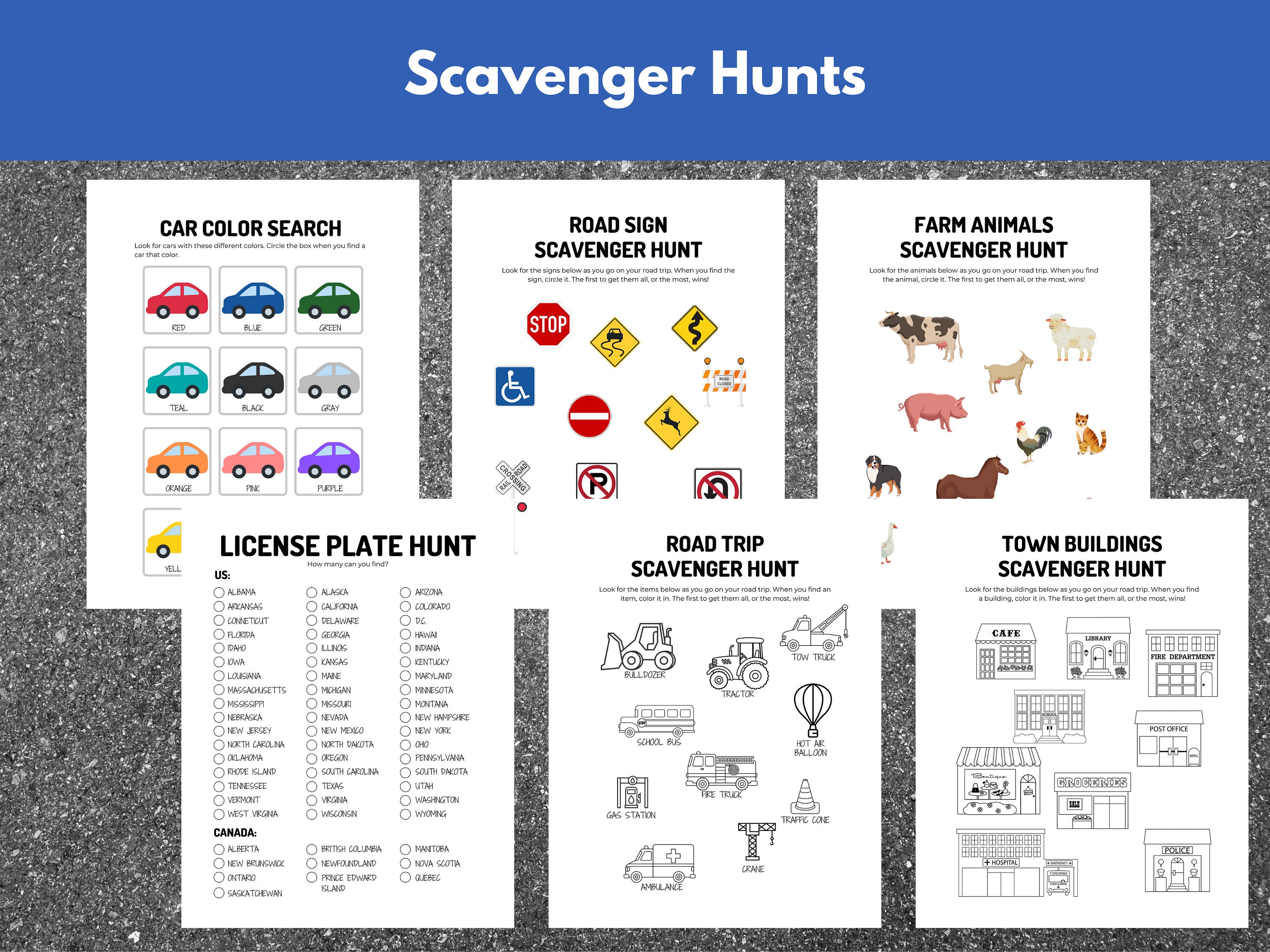 Road Trip Activity Pack Printable Travel Game Bundle for Kids, Toddlers ...