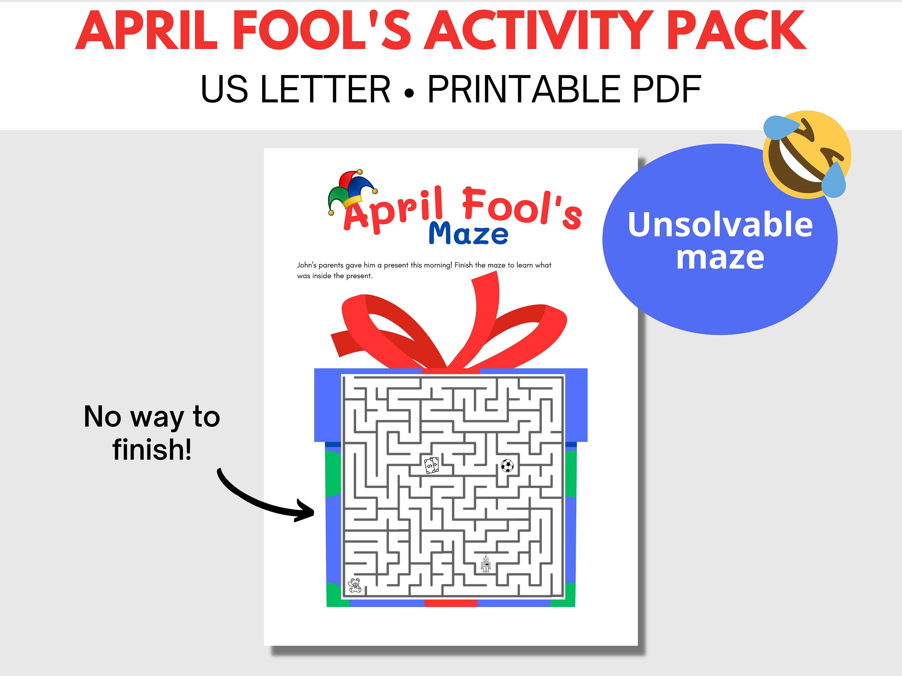April Fool's Day Printable Activity Pack | Unsolvable Wordsearch | Fake ...