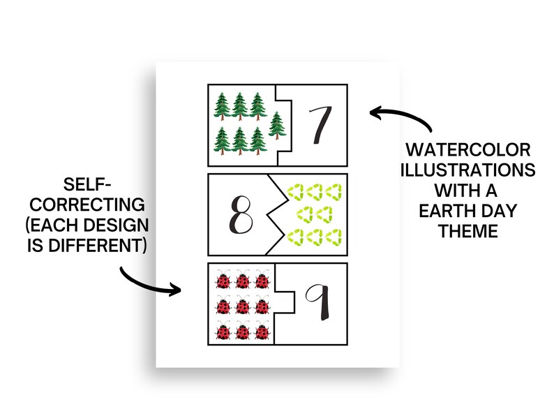 Earth Day Number Matching Printable Puzzle | Counting Activity for ...