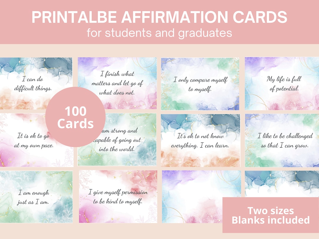 Affirmation Cards for Students and Graduates | Printable Affirmation ...