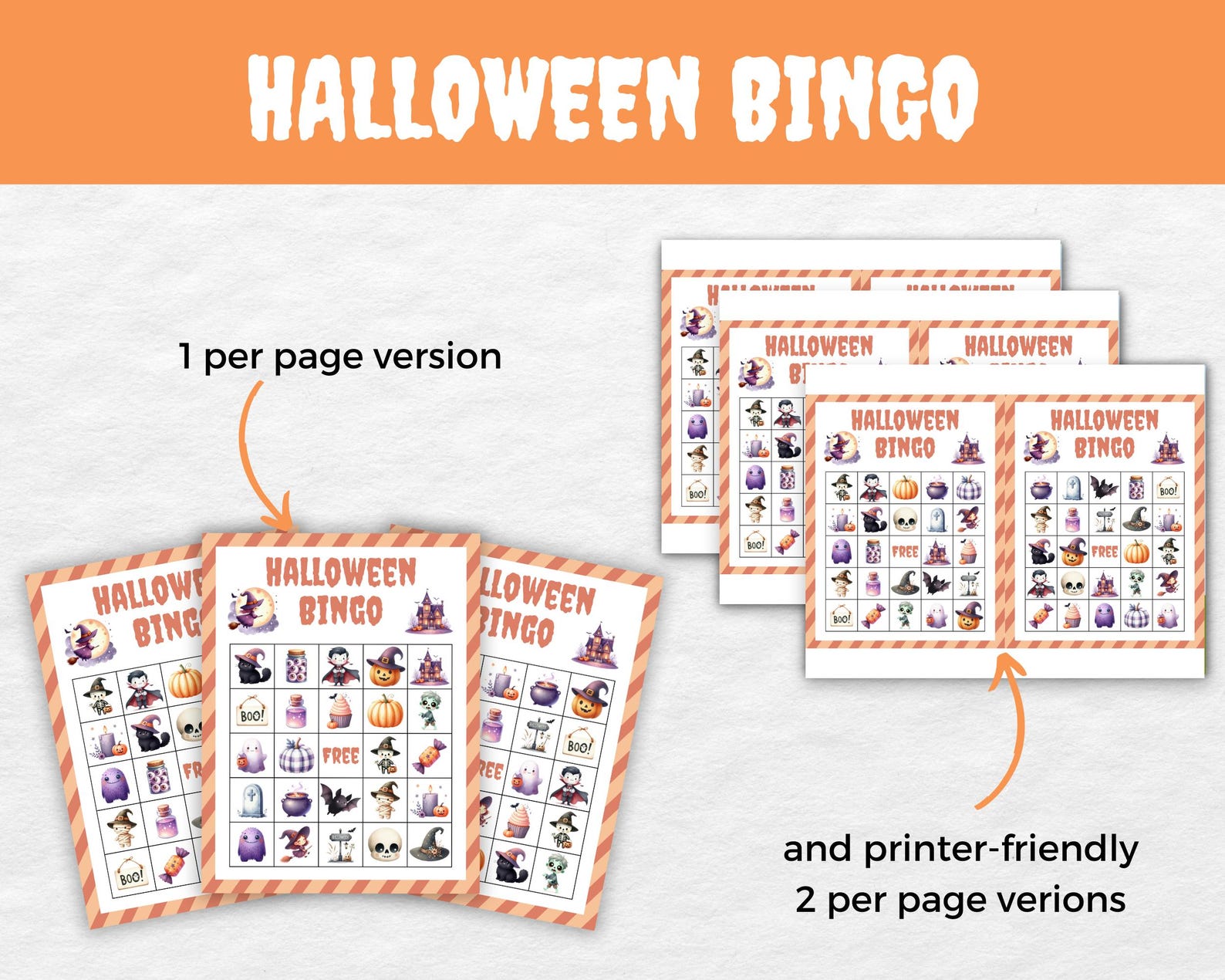 Halloween Bingo Game - Printable Halloween Party Game With 50 Unique ...