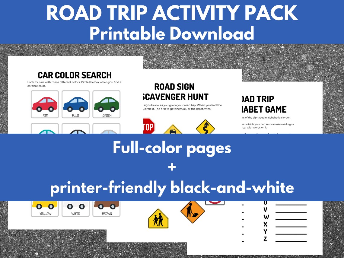 Road Trip Activity Pack Printable Travel Game Bundle for Kids, Toddlers ...