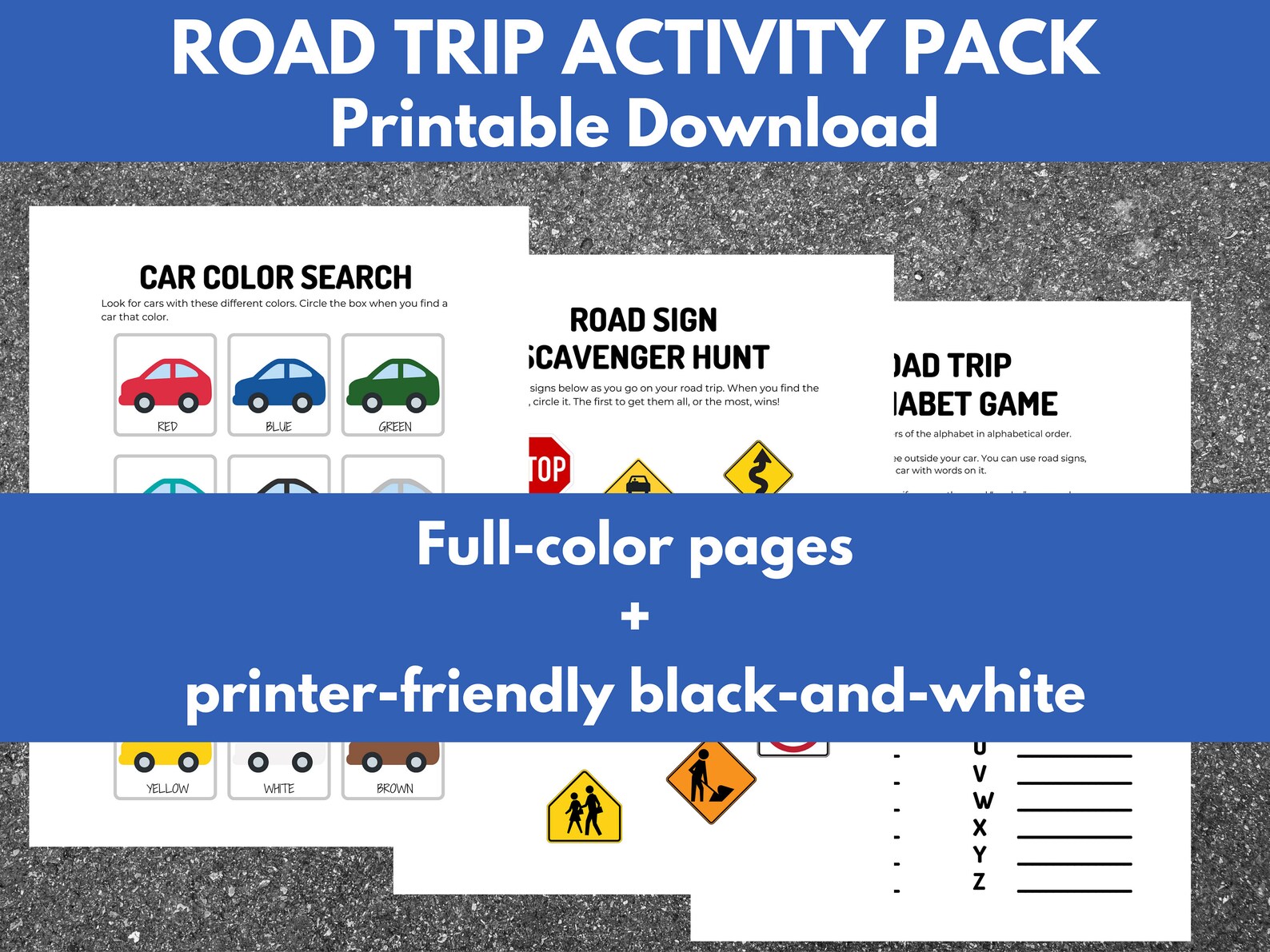 Road Trip Activity Pack Printable Travel Game Bundle for Kids, Toddlers ...