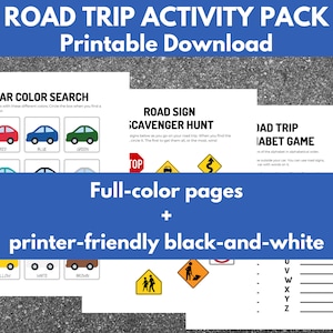 Road Trip Activity Pack - Printable Travel Game Bundle for Kids ...