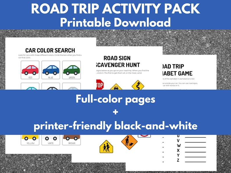 Road Trip Activity Pack Printable Travel Game Bundle for Kids, Toddlers ...
