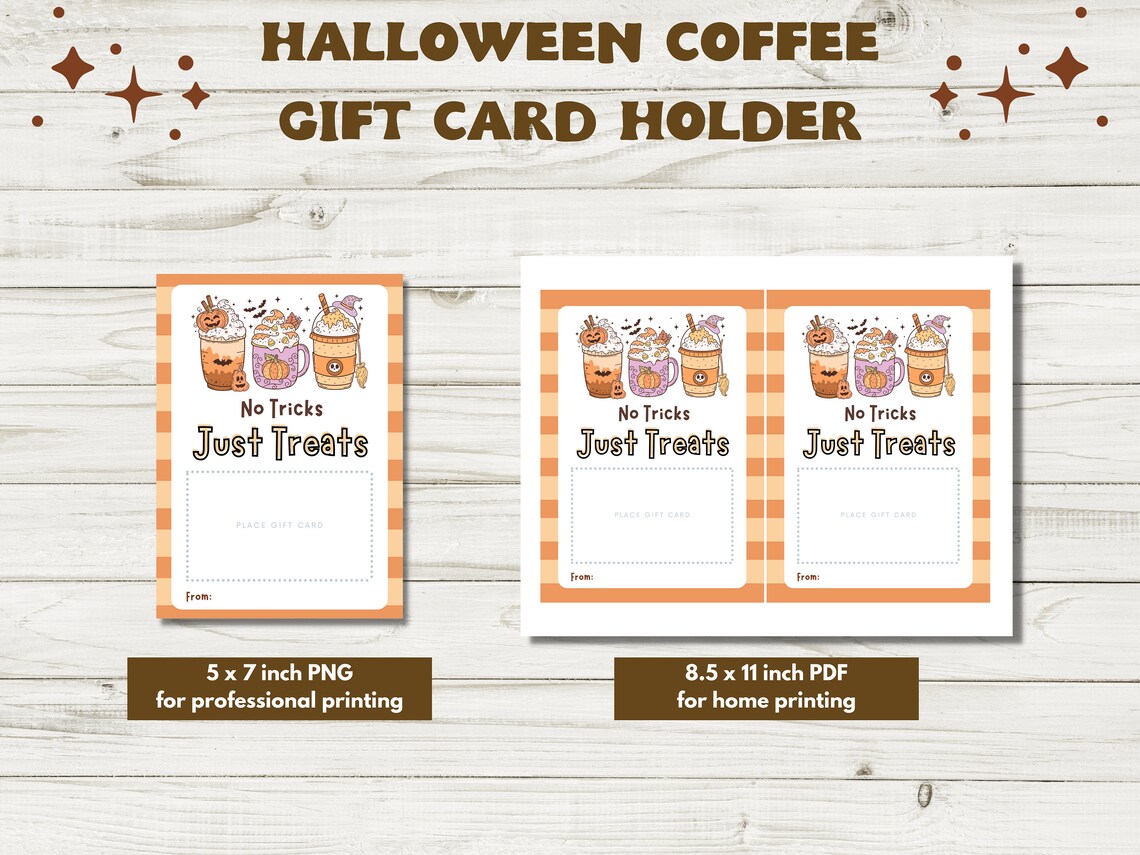 Halloween Coffee Gift Card Holders Printable Gift Card Holder for ...
