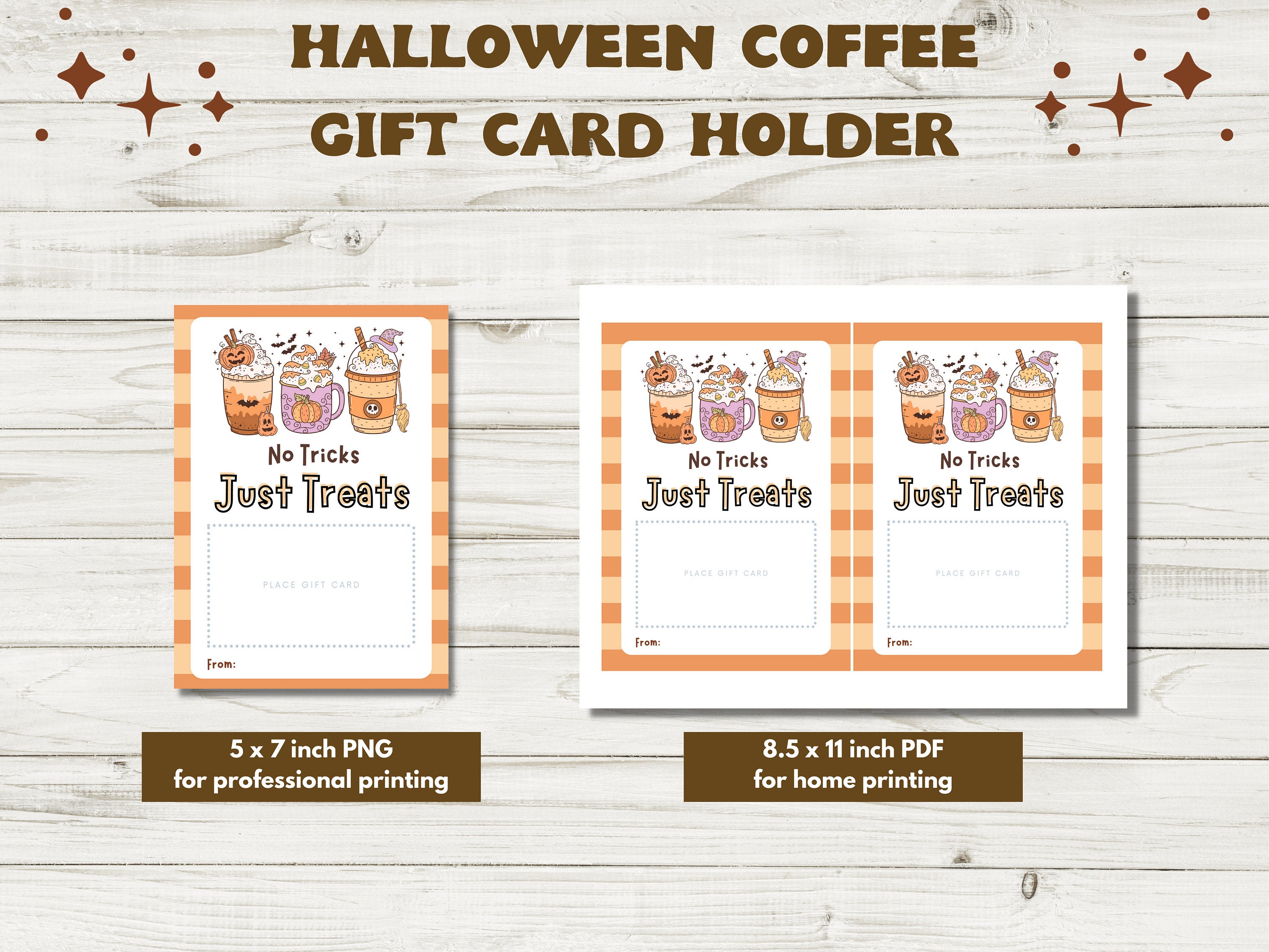 Halloween Coffee Gift Card Holders Printable Gift Card Holder for ...