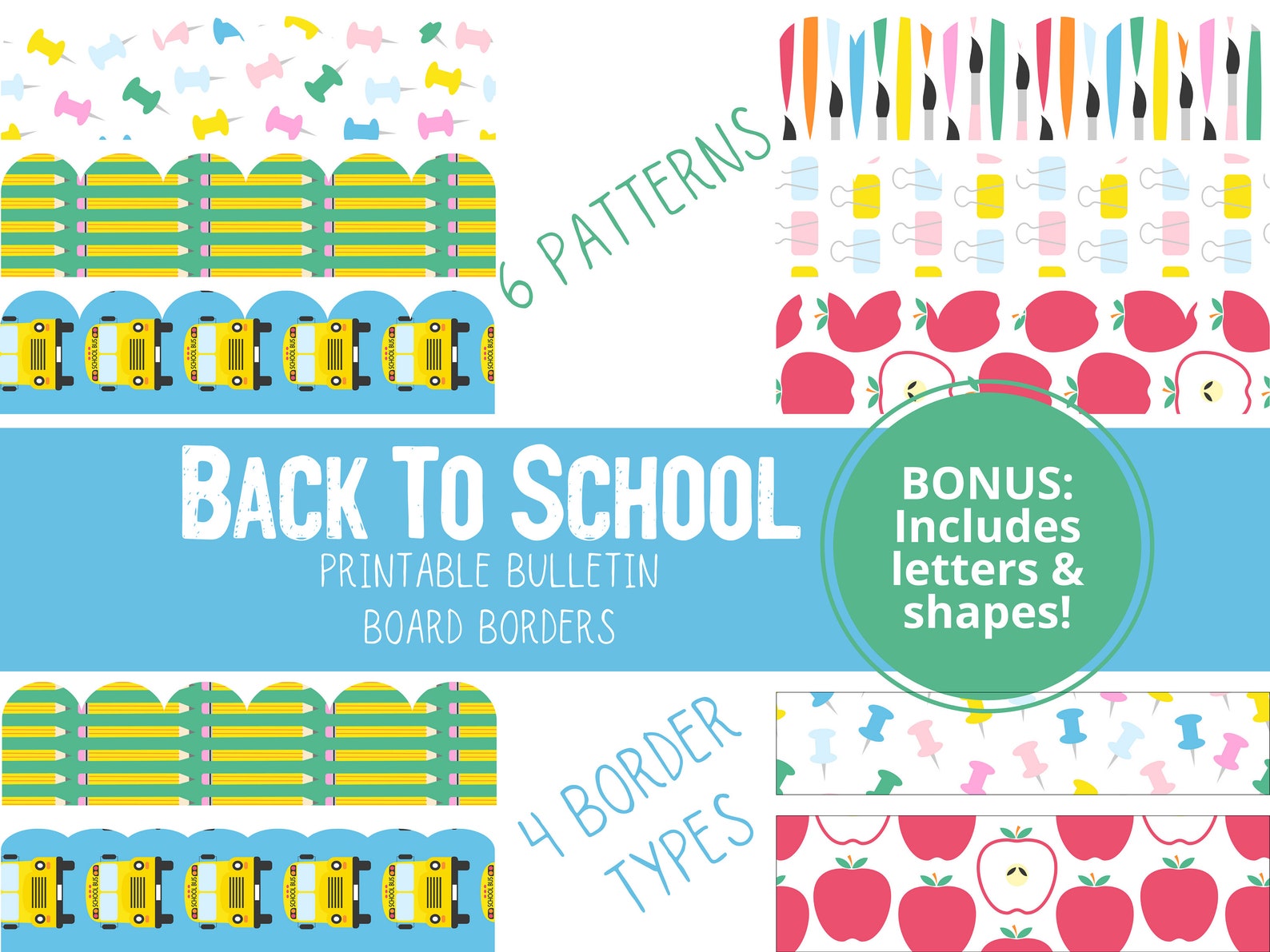 PRINTABLE Back to School Bulletin Board Borders - Bulletin Borders With ...