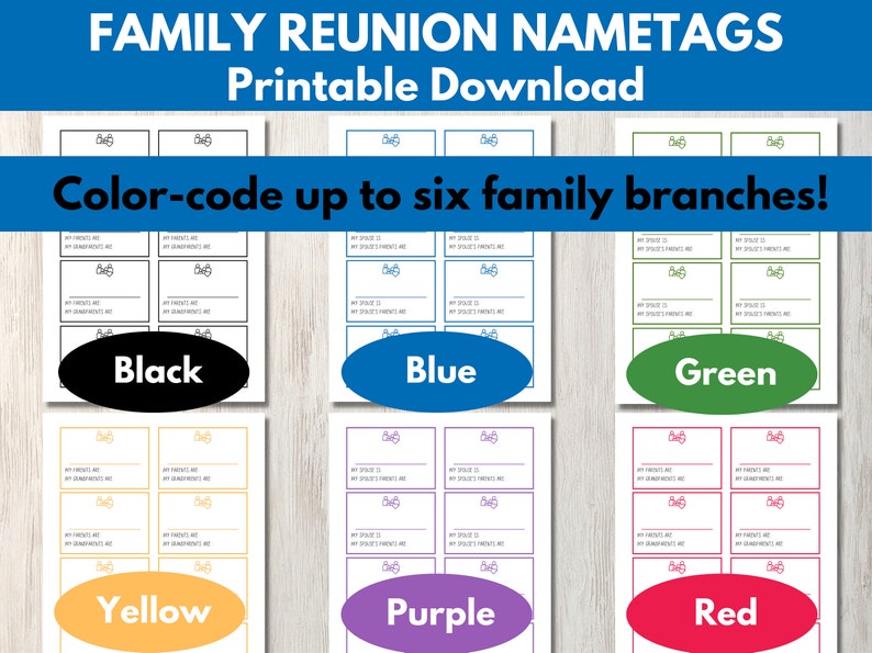 Family Reunion Name Tags - Printable Reunion Nametags With Family Tree ...