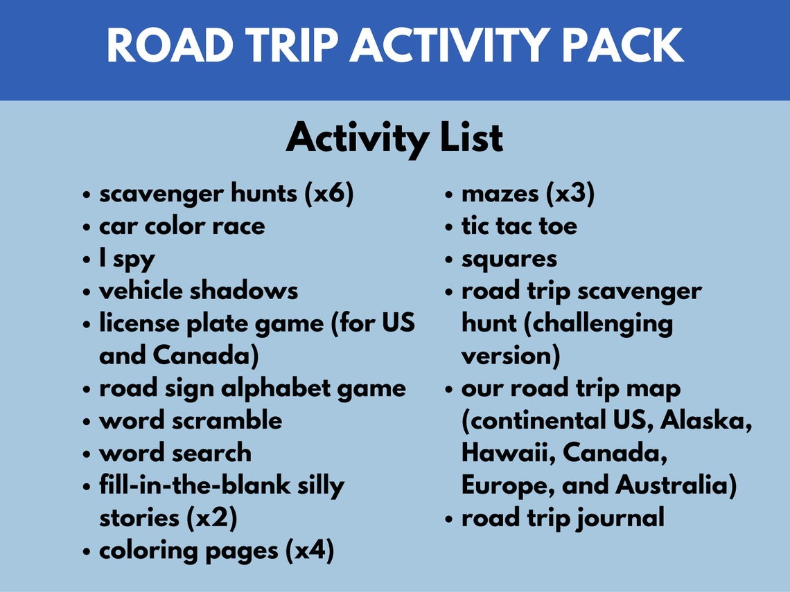 Road Trip Activity Pack Printable Travel Game Bundle for Kids, Toddlers ...