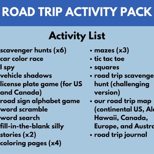 Road Trip Activity Pack - Printable Travel Game Bundle for Kids ...