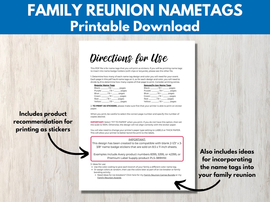 Family Reunion Name Tags Printable Reunion Nametags With Family Tree ...